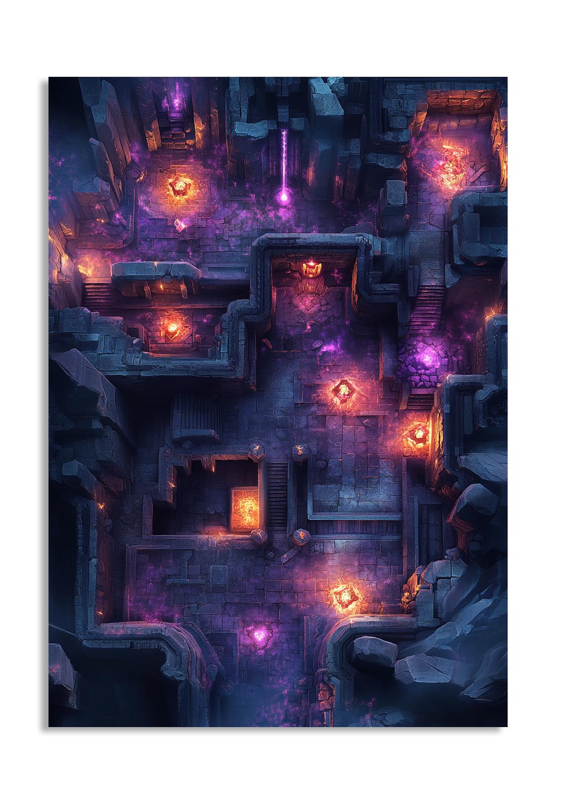 Glowing Dungeon Layout - Premium Metal Poster