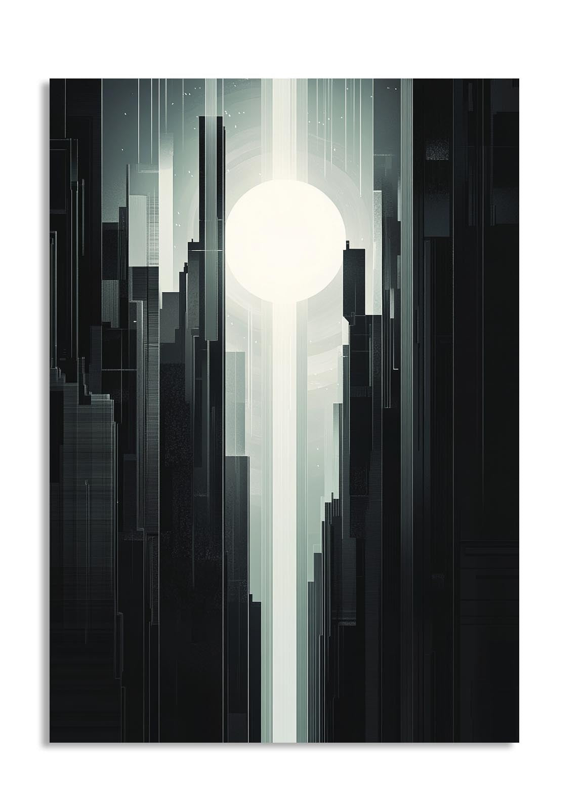 Glowing Tower Illumination - Premium Metal Poster